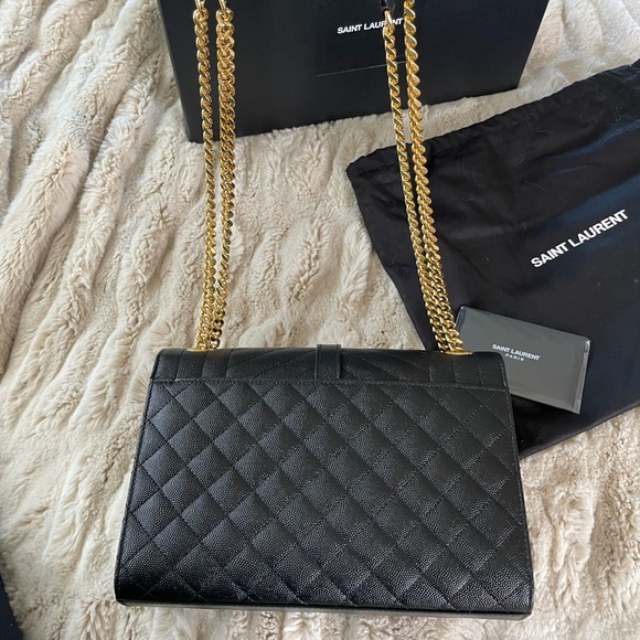 Saint Laurent | Bags | Ysl Envelope Medium Chain Bag Black And Gold ...